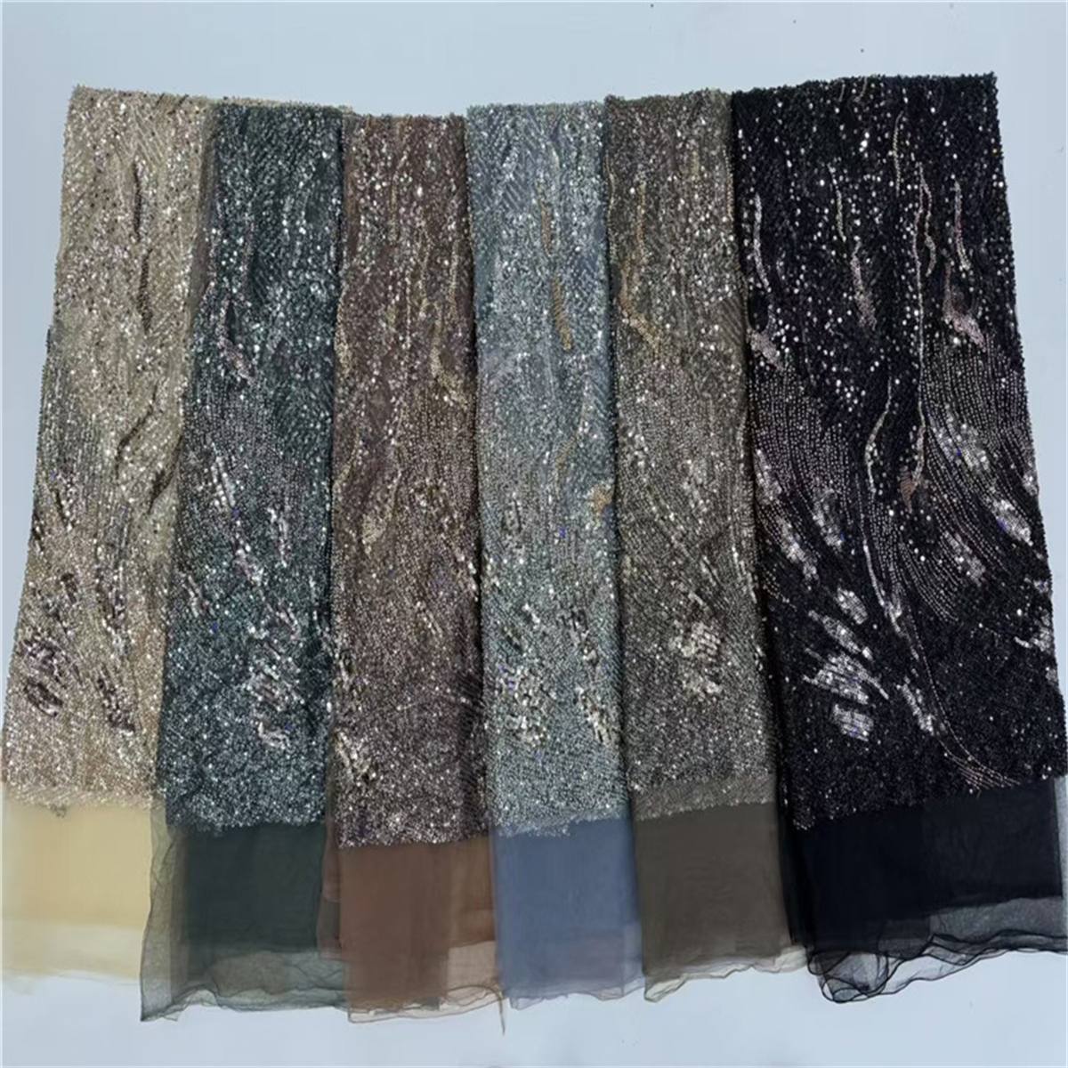 Embellished Beaded Tulle Lace Fabric with Beads | GTIN JLT157,Lace Fabrics