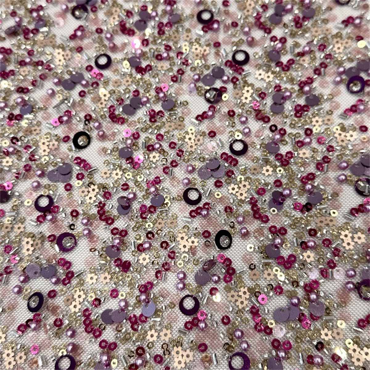 Beaded Tulle Fabric - 5 Yards | Ref. PFS001,Lace Fabrics