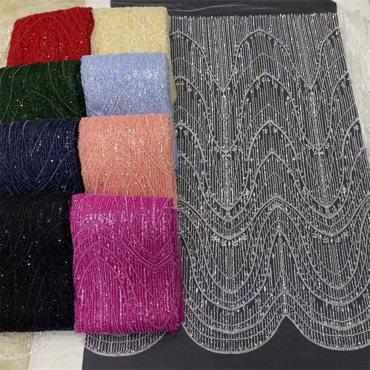 Beaded Tulle Fabric - 5 Yards | MOD ZT062,Beaded Fabrics