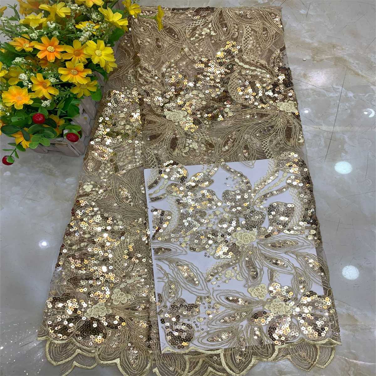 Corded Embroidered Sequin Lace Fabric - 5 Yards | MOD DX028,Embroidered ...