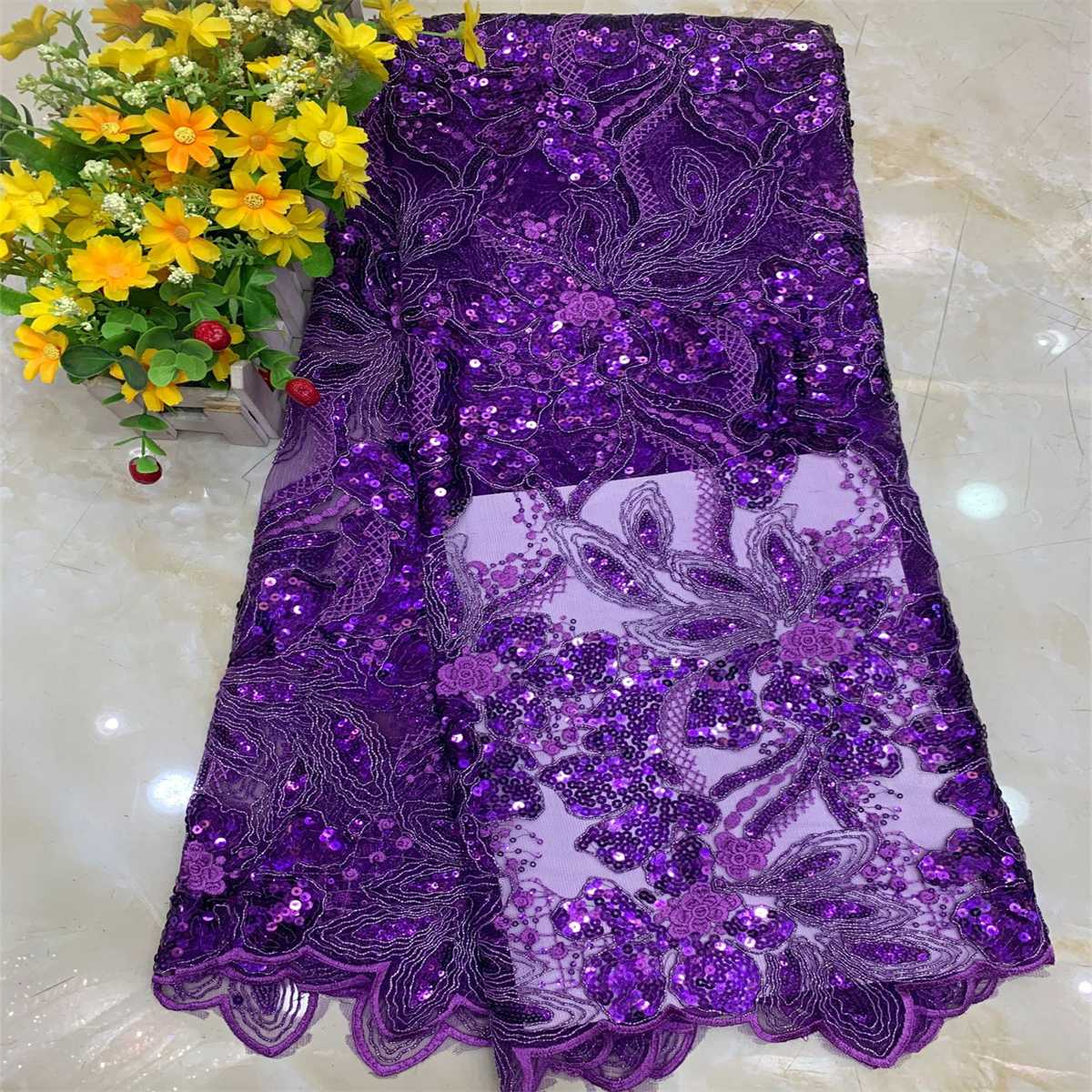 Corded Embroidered Sequin Lace Fabric - 5 Yards | MOD DX028,Embroidered ...