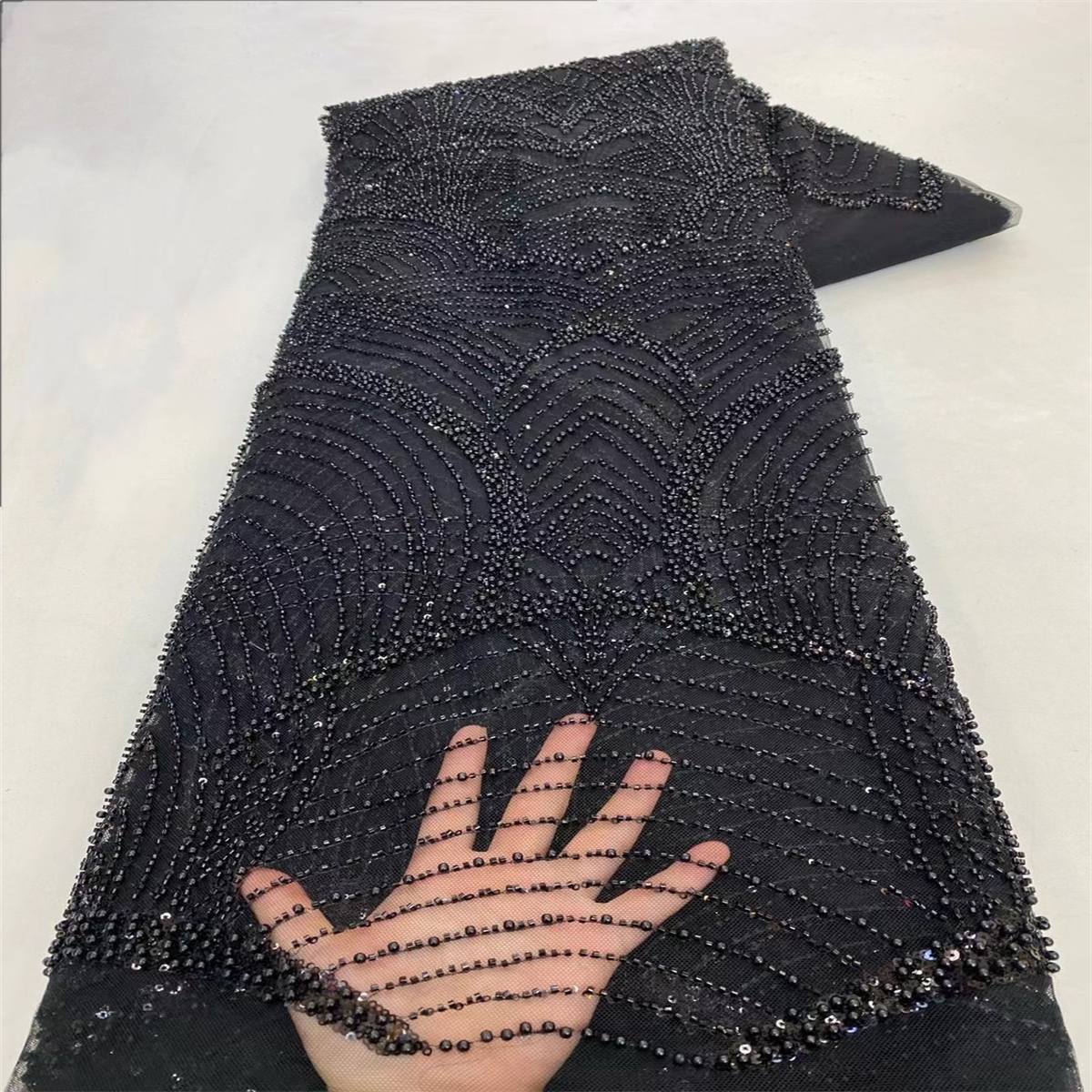 Beaded Tulle Fabric - 5 Yards | STN JX478,Beaded Fabrics