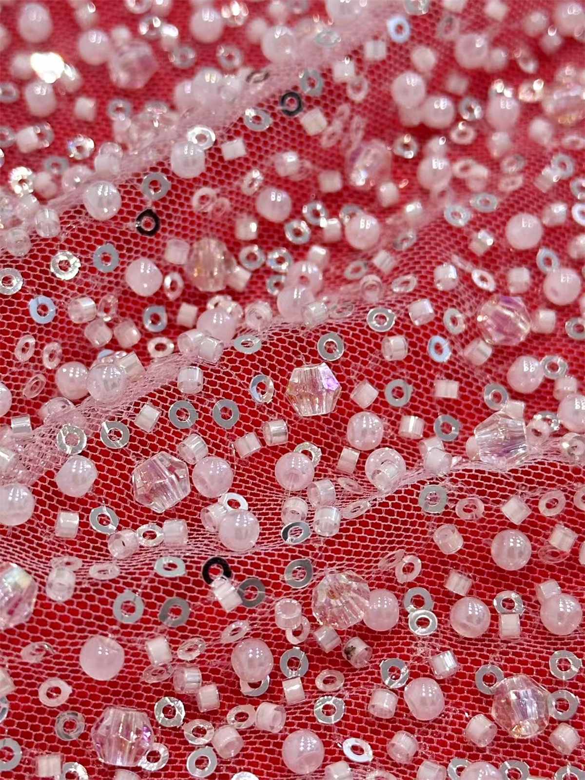 Beaded Tulle Fabric - 5 Yards | STN ZT129,Beaded Fabrics
