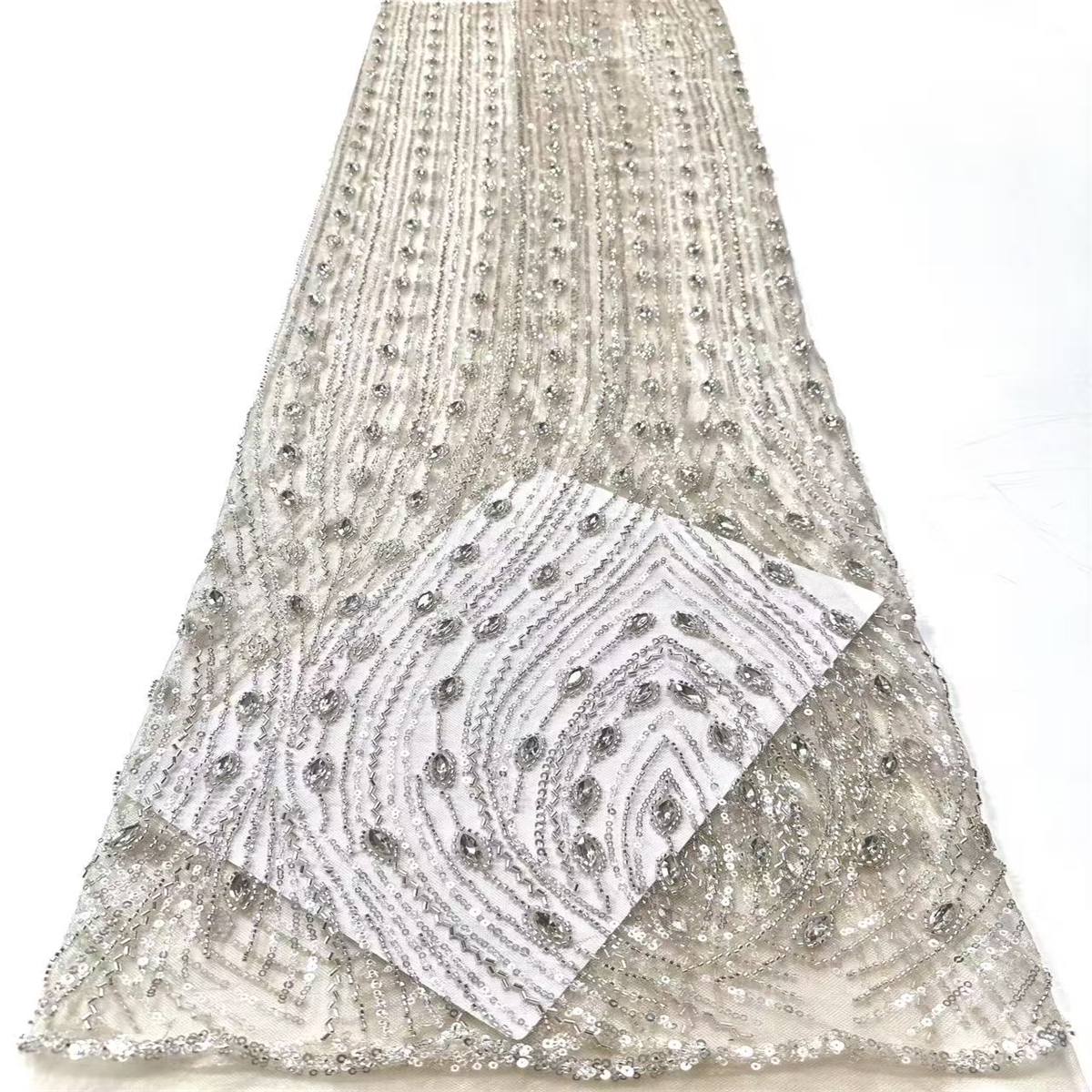 Embellished Beaded Tulle Lace Fabric with Beads | MPN HN421