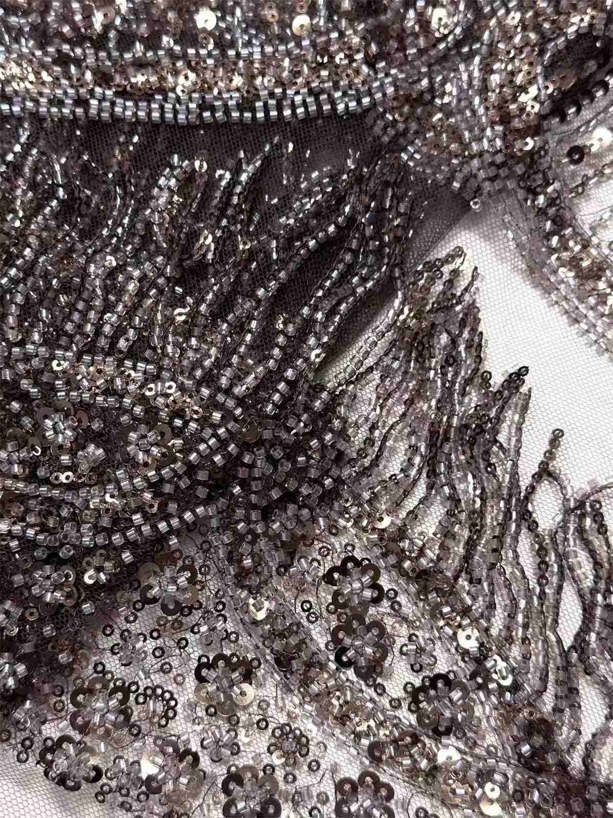 Embellished Beaded Tulle Lace Fabric with Beads | MPN HN439