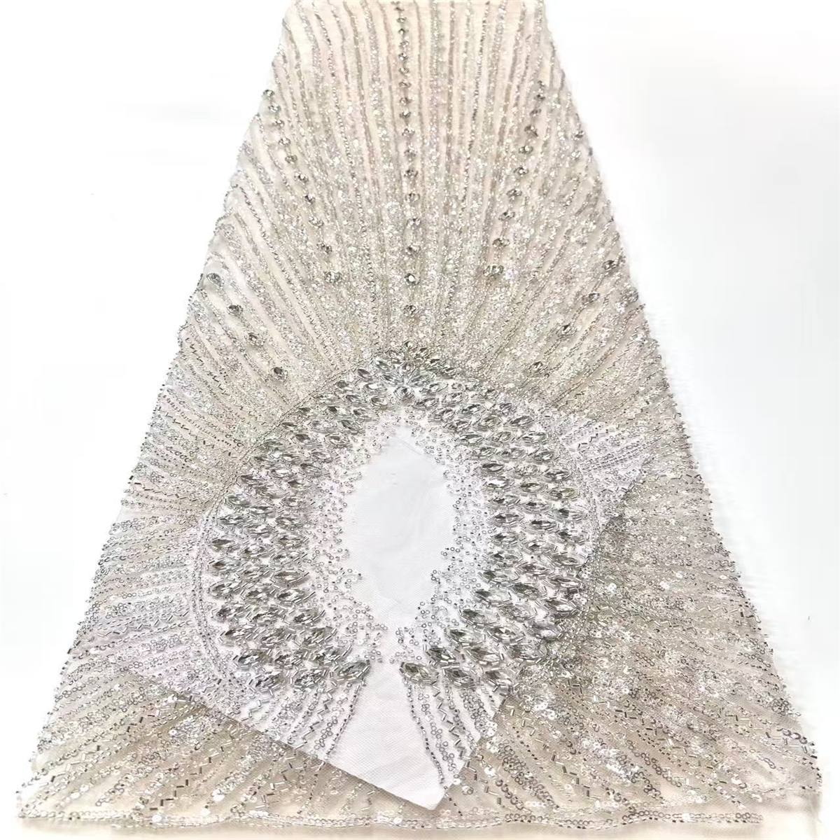 Embellished Beaded Tulle Lace Fabric with Beads | MPN HN442