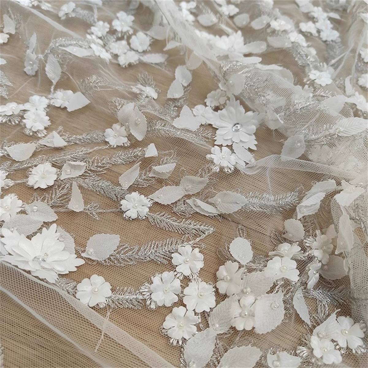 Embroidered Beaded 3D Floral Wedding Bridal Lace Fabric | COD JB042,3D ...