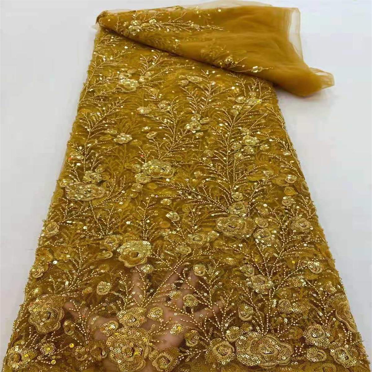 Embellished Beaded Tulle Lace Fabric With Beads | COD HL010,Beaded Fabrics