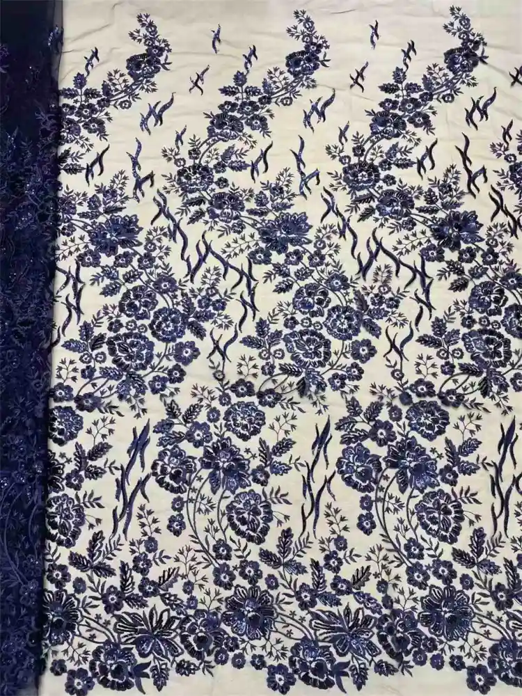 Embroidered Sequin Lace Fabric For Dresses | GTIN JX494