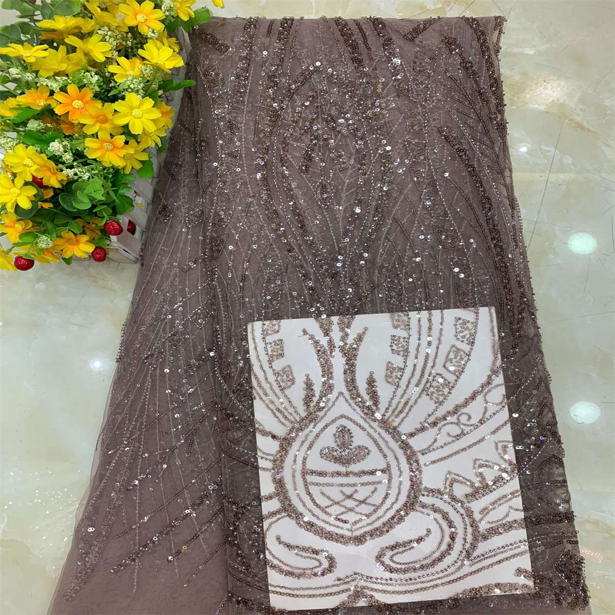 Embellished Beaded Tulle Lace Fabric with Beads | COD DX027,Lace Fabrics