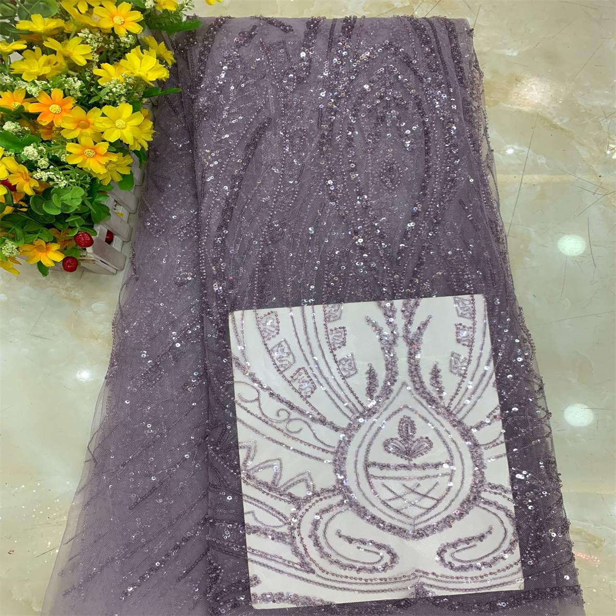 Embellished Beaded Tulle Lace Fabric with Beads | COD DX027,Lace Fabrics