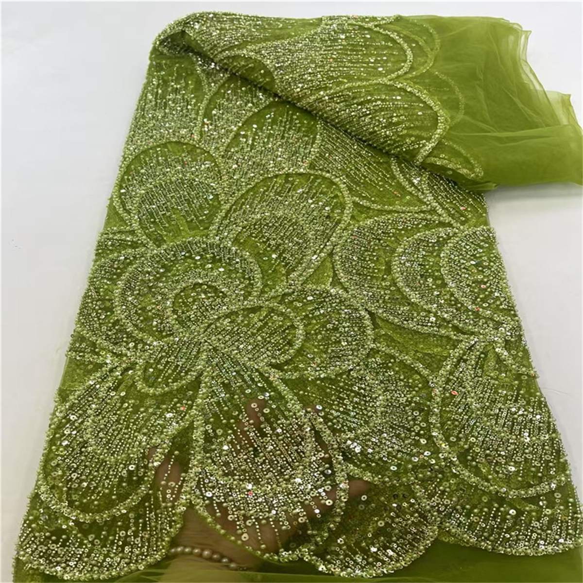Beaded Tulle Fabric - 5 Yards | STN JX498,Beaded Fabrics