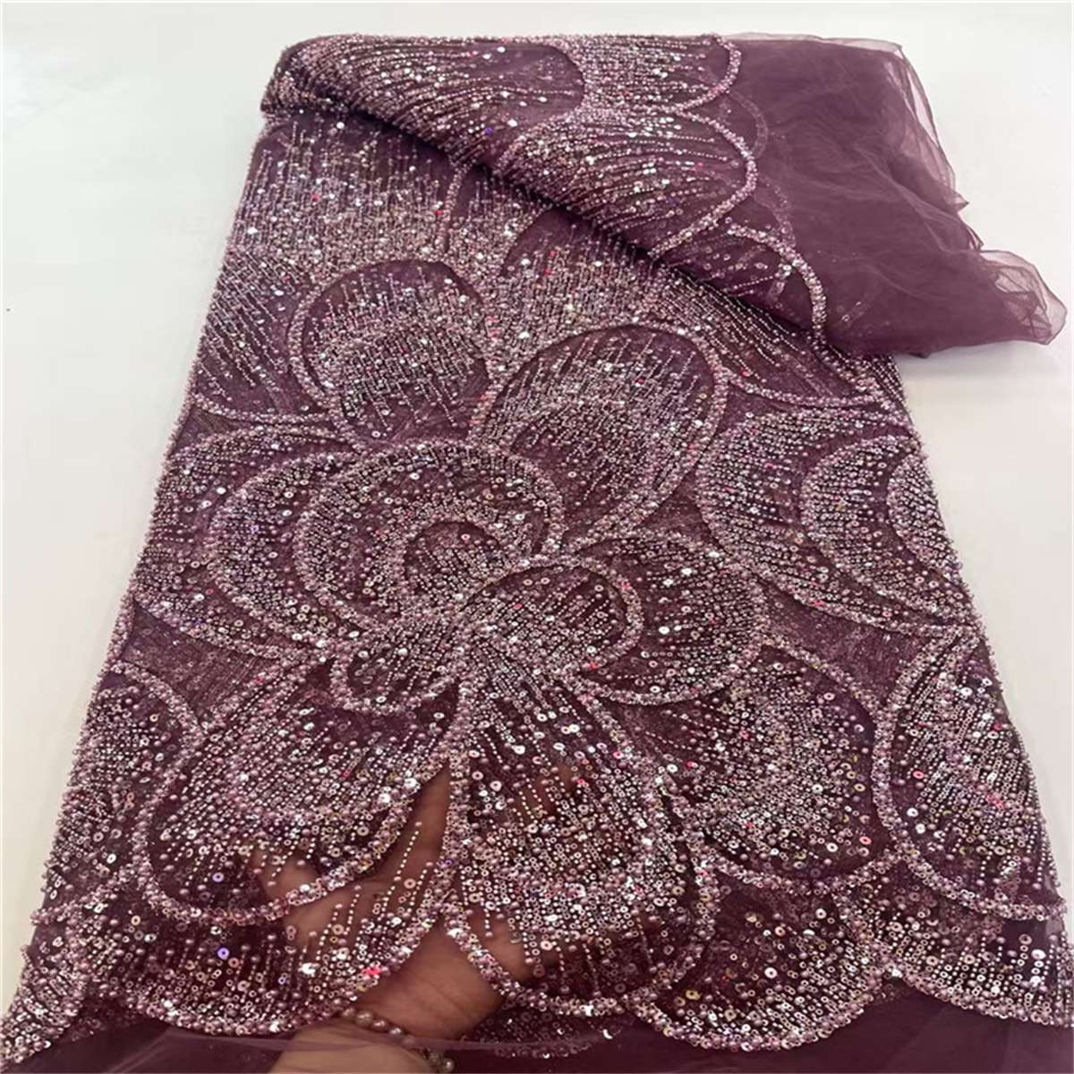 Beaded Tulle Fabric - 5 Yards | STN JX498,Beaded Fabrics