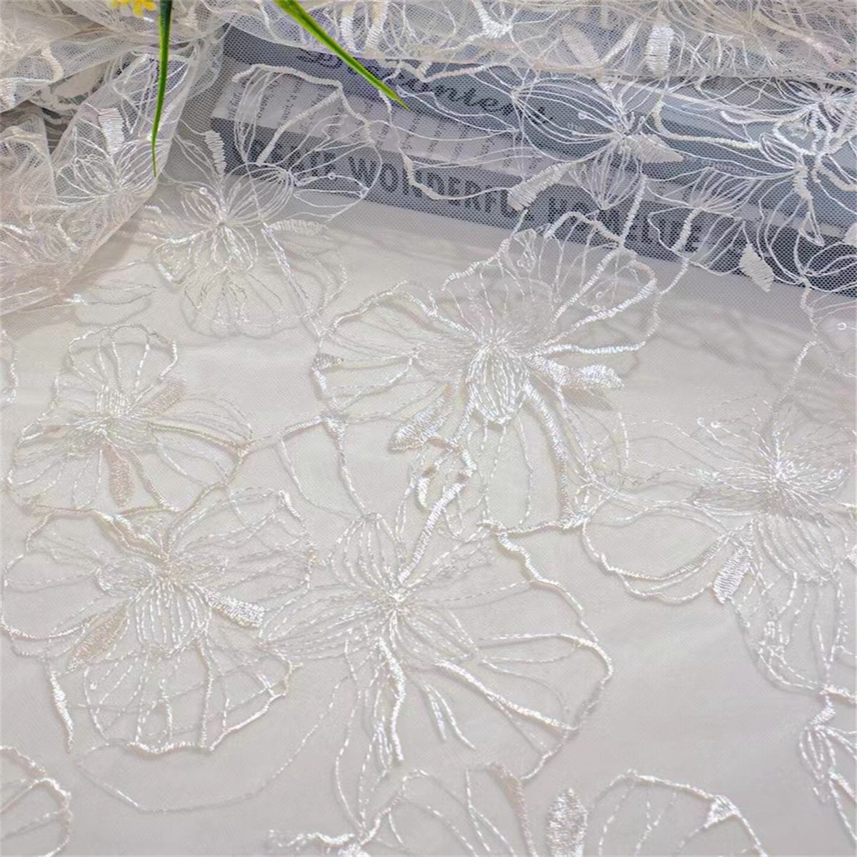 Bridal Lace Fabric - 5 Yards - Embroidered Sequin Wedding Lace Fabric ...