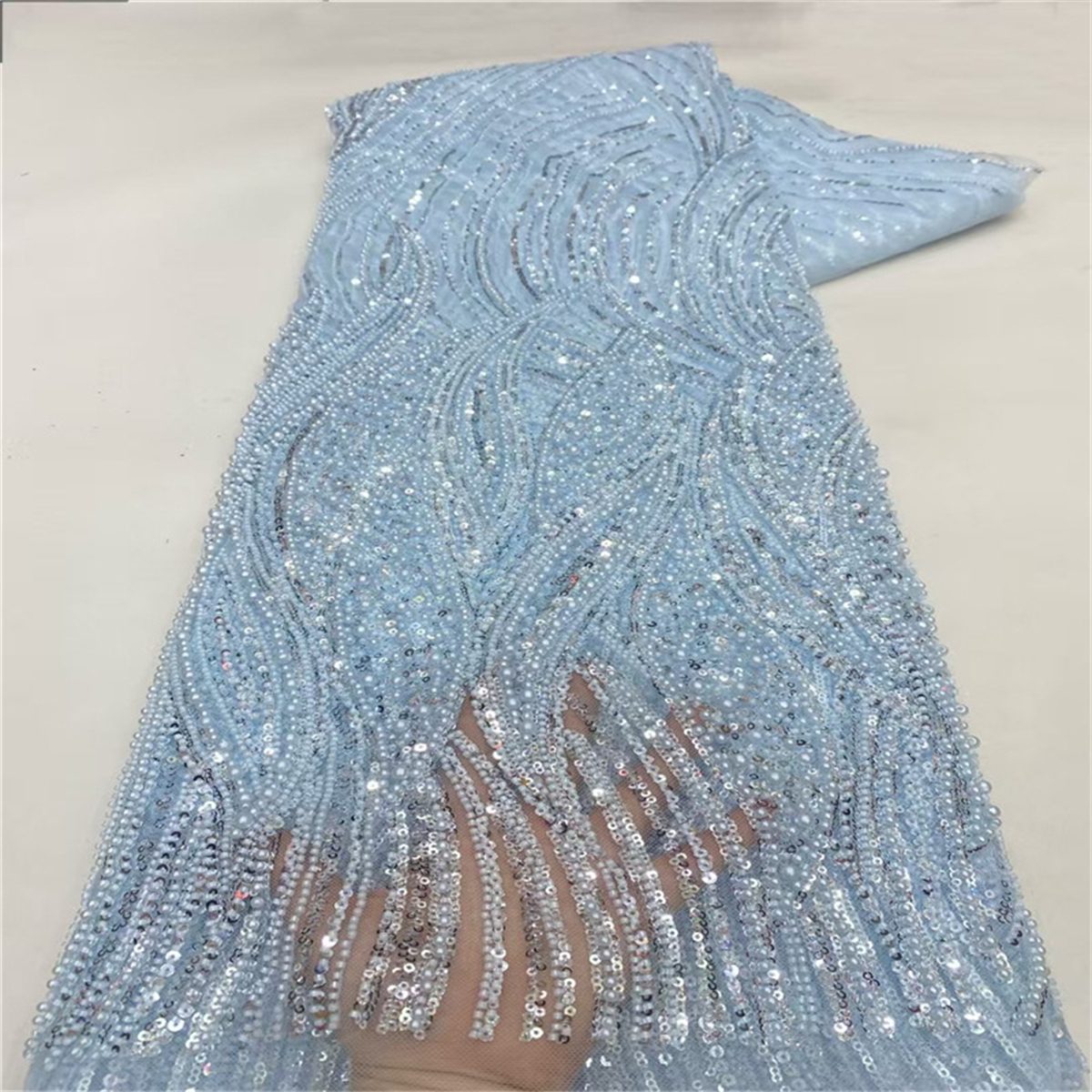 Beaded Tulle Fabric - 5 Yards | ART LIL045