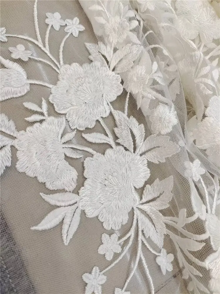 Bridal Lace Fabric - 1 Yard - Embroidered Wedding Lace Fabric | STL ...