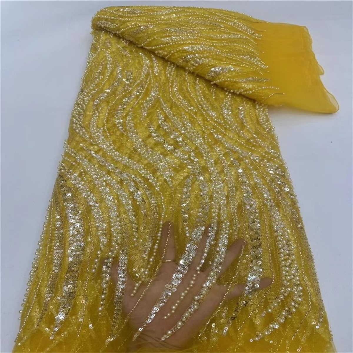 Beaded Tulle Fabric - 5 Yards,Lace Fabrics