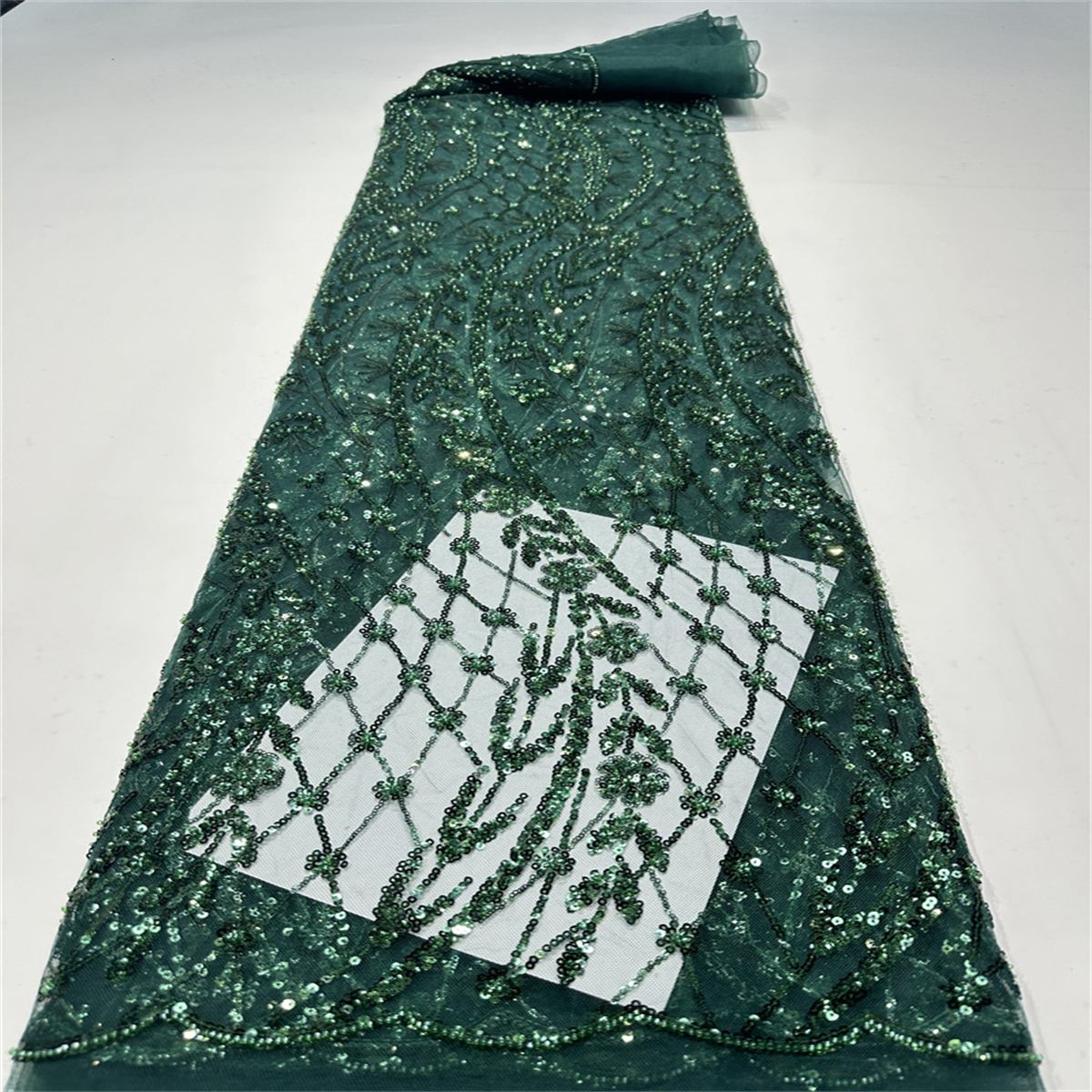 Beaded Tulle Fabric - 5 Yards | SKU PFS034,Lace Fabrics