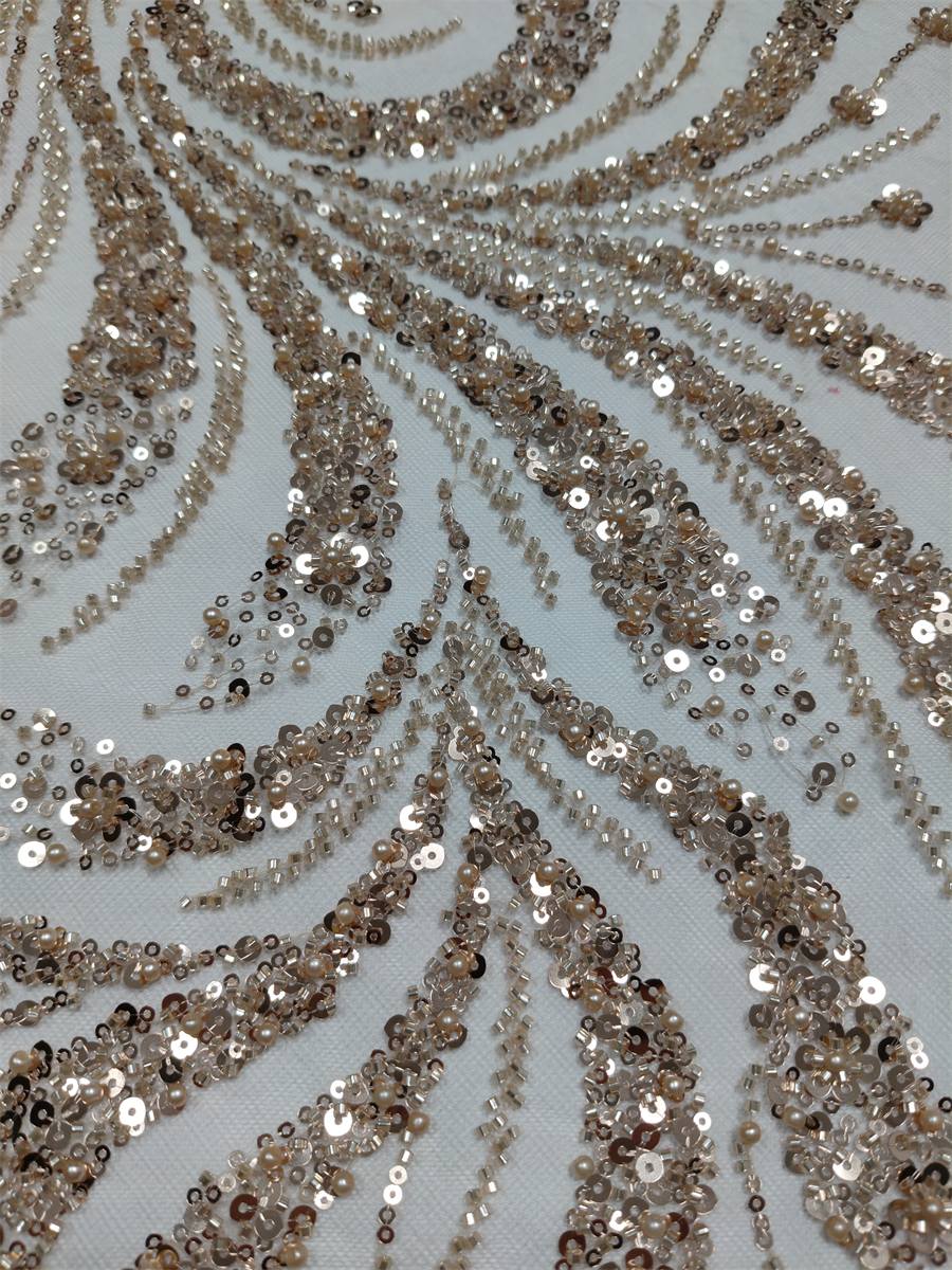 Beaded Tulle Fabric - 5 Yards - Embellished Fabric for Prom Dresses ...
