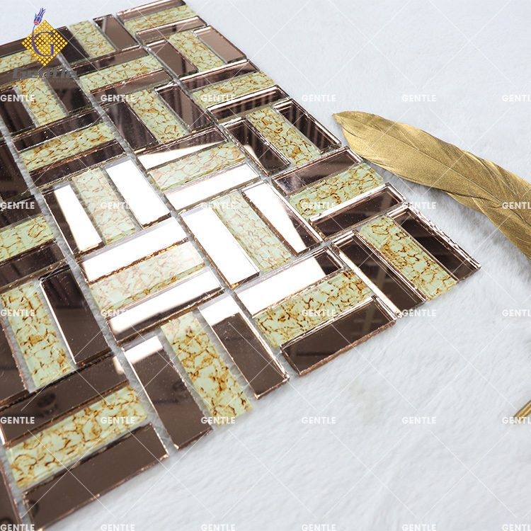 Mirror mosaic tile stickers sheets self -stick mosaic kitchen tile ...
