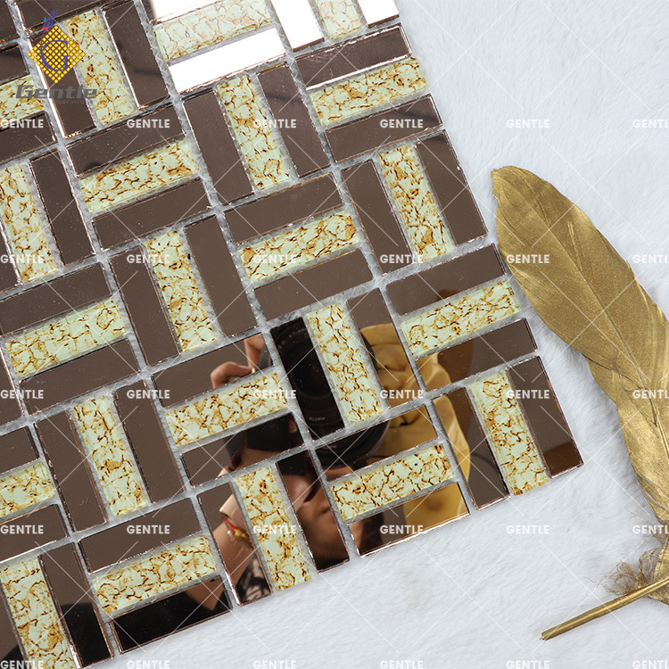 Mirror mosaic tile stickers sheets self -stick mosaic kitchen tile ...