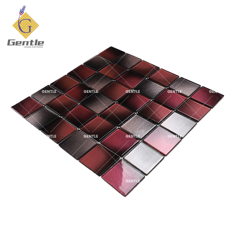 Pink Shiny Luxury Square Glass Mosaic For Interior Wall Kitchen ...