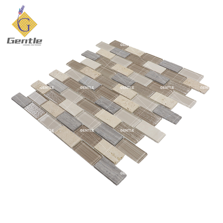 Rectangular travertine wood grain beige concave-convex crystal mosaic ...