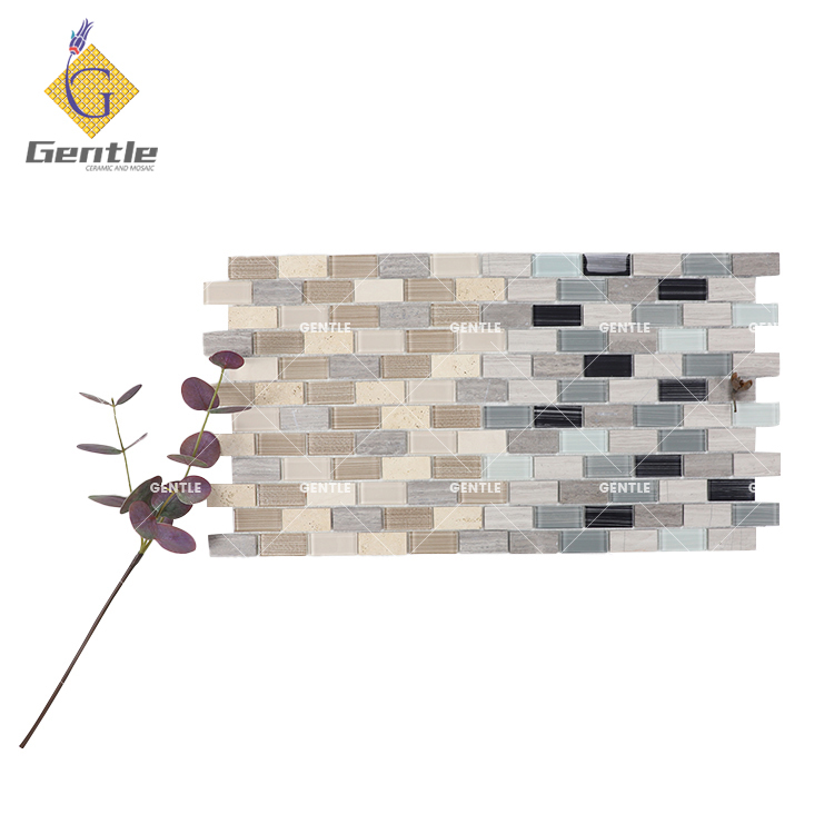 Rectangular travertine wood grain beige concave-convex crystal mosaic ...