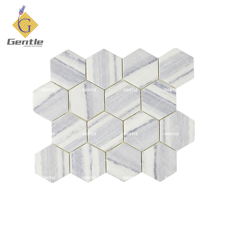 Ink Jet Marble Look Hexagon Recycled Glass Mosaic For Bathroom ...