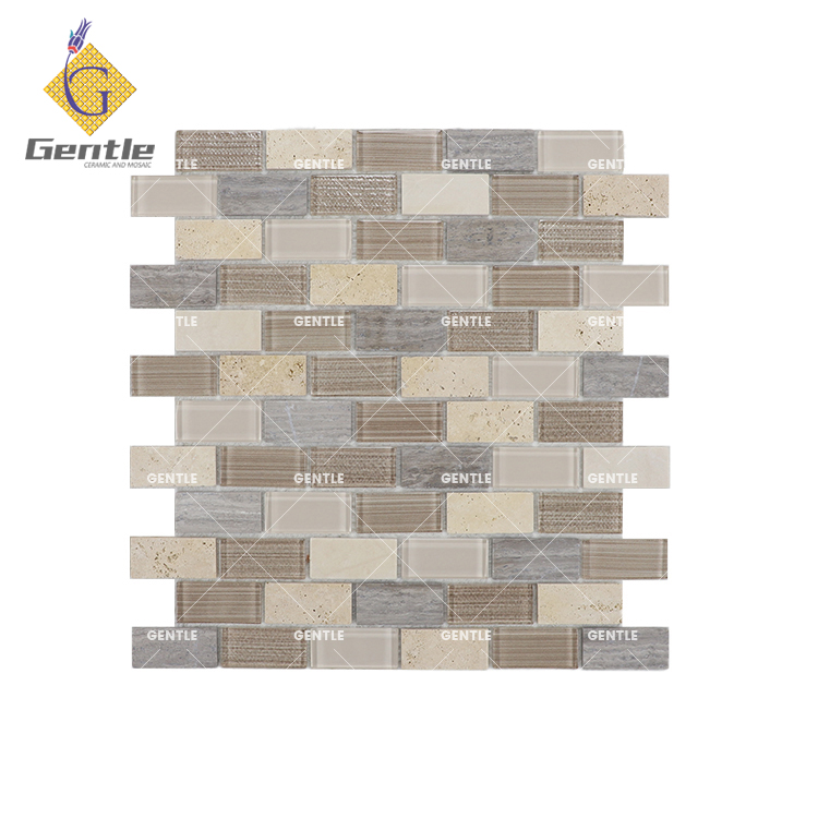 Rectangular travertine wood grain beige concave-convex crystal mosaic ...