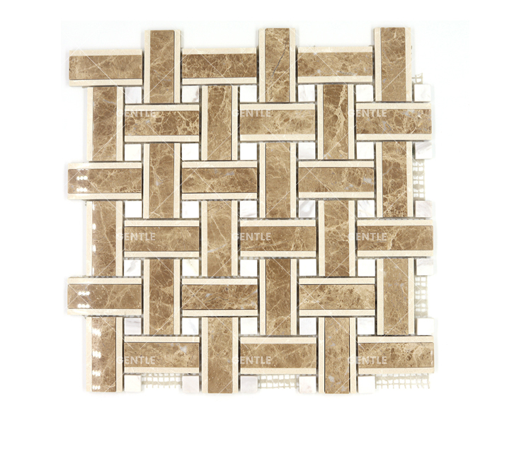 Custom Basket Weave Marble Mosaic Tiles