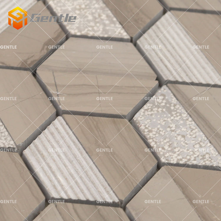 Custom Hexagon Polished Surface Marble Mosaic Tiles