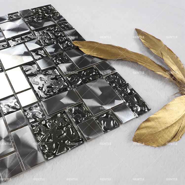 Metal style Stainless steel glass mosaic tile metal glass mosaic tile ...