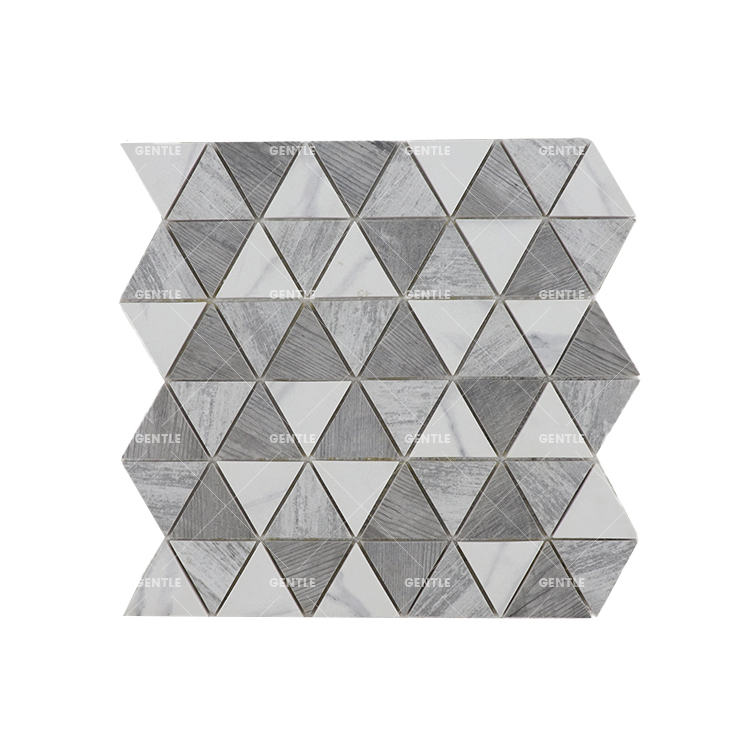 Non -slip glass mosaic Ink-Jet Marble texture Triangle Recycled Glass ...