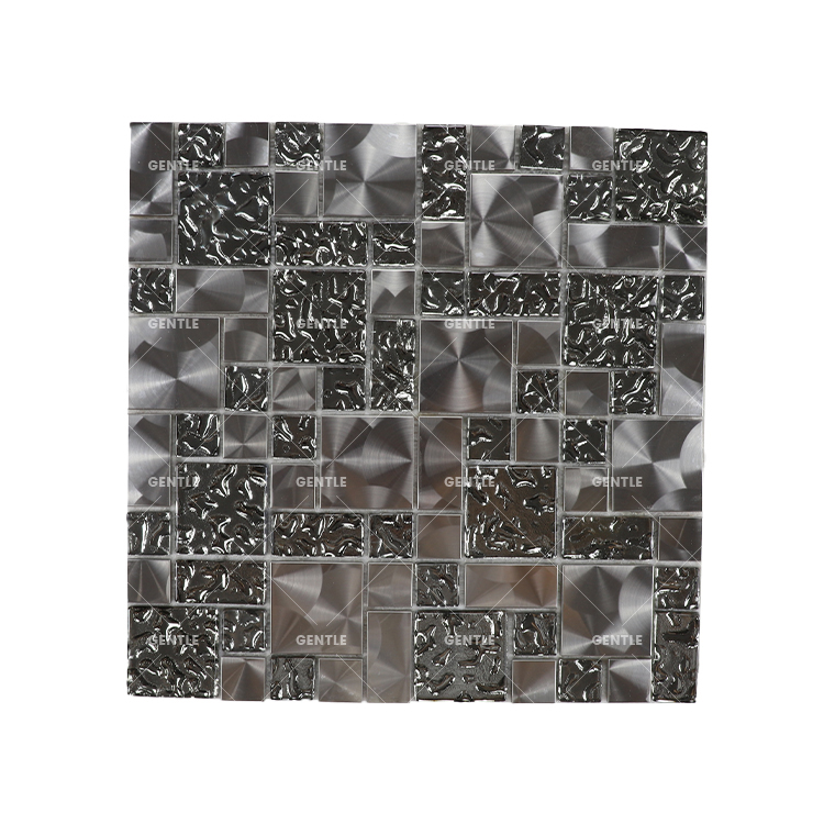 Metal style Stainless steel glass mosaic tile metal glass mosaic tile ...
