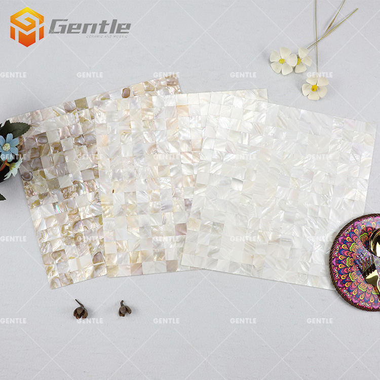 White Square Natural Shell Mosaic Tiles
