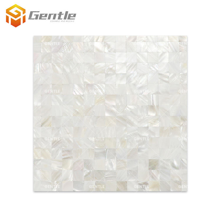 White Square Natural Shell Mosaic Tiles