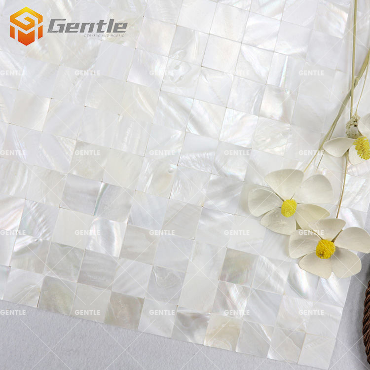 White Square Natural Shell Mosaic Tiles