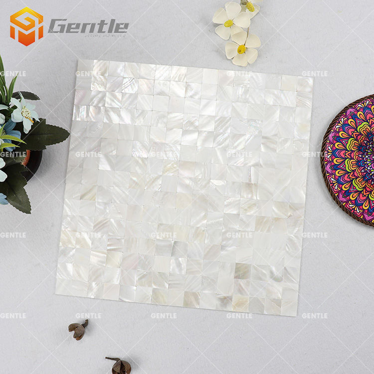 White Square Natural Shell Mosaic Tiles