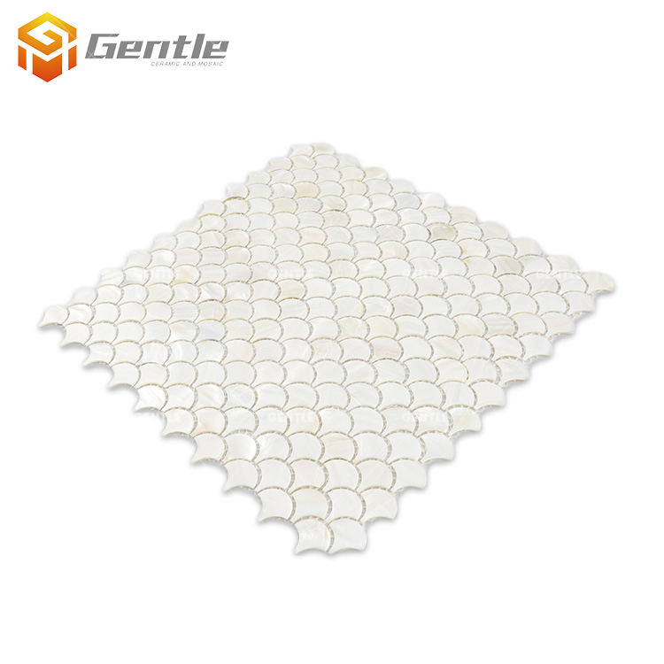 White Fan Shape Natural Shell Mosaic Tiles