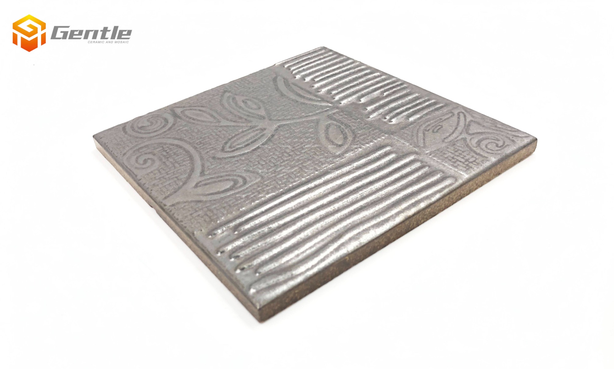 Vintage flower pattern square wall tile metal glazed ceramic custom ...