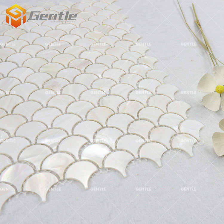 White Fan Shape Natural Shell Mosaic Tiles