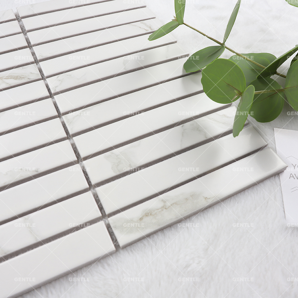 Kit kat Carrara White Ceramic Mosaic 22*145mm Strip shape Porcelain ...