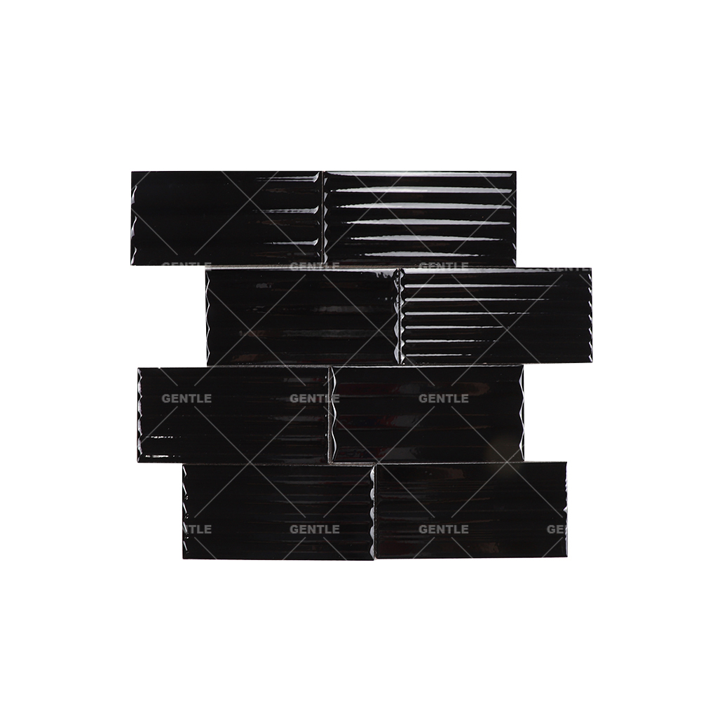 Wholesale 75X150mm Black Corrugated Surface Art Tiles