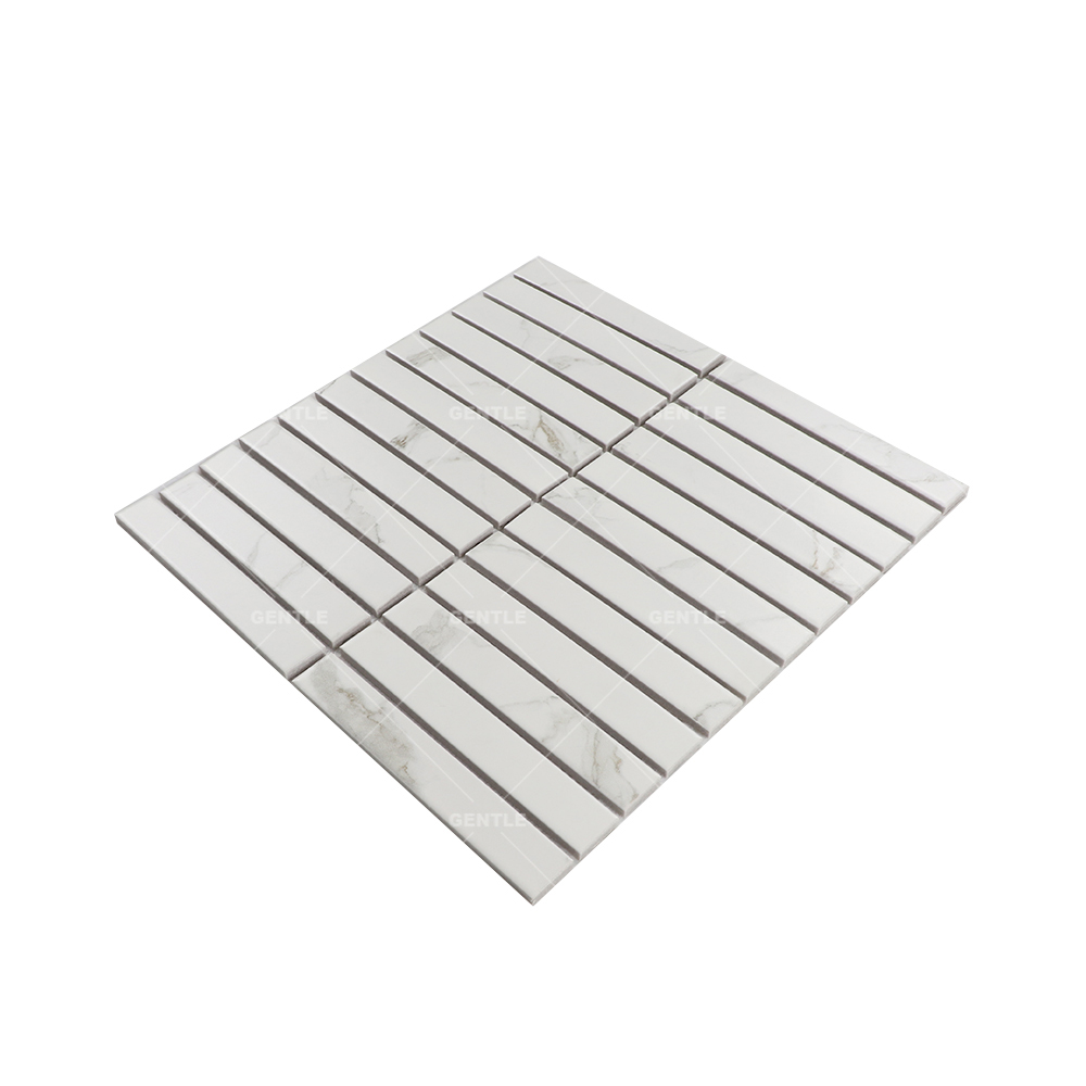 Kit kat Carrara White Ceramic Mosaic 22*145mm Strip shape Porcelain ...