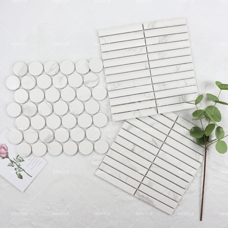 Kit kat Carrara White Ceramic Mosaic 22*145mm Strip shape Porcelain ...