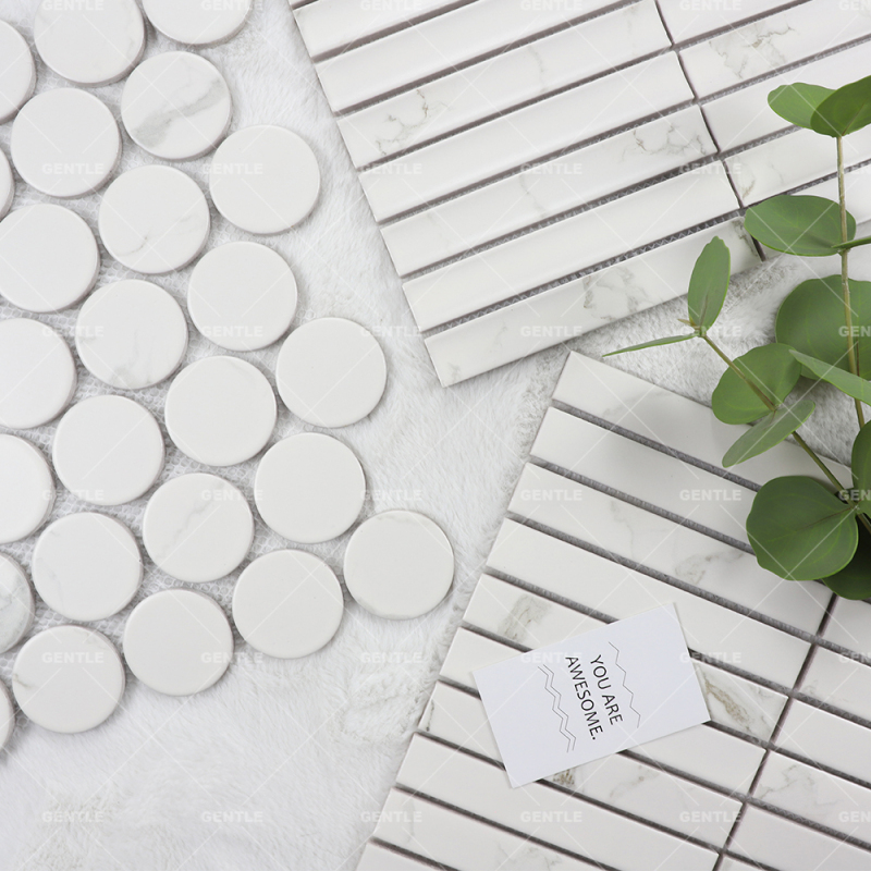 Europe Karara White long strip Concave Kit Kat Stack Ceramic Mosaic ...