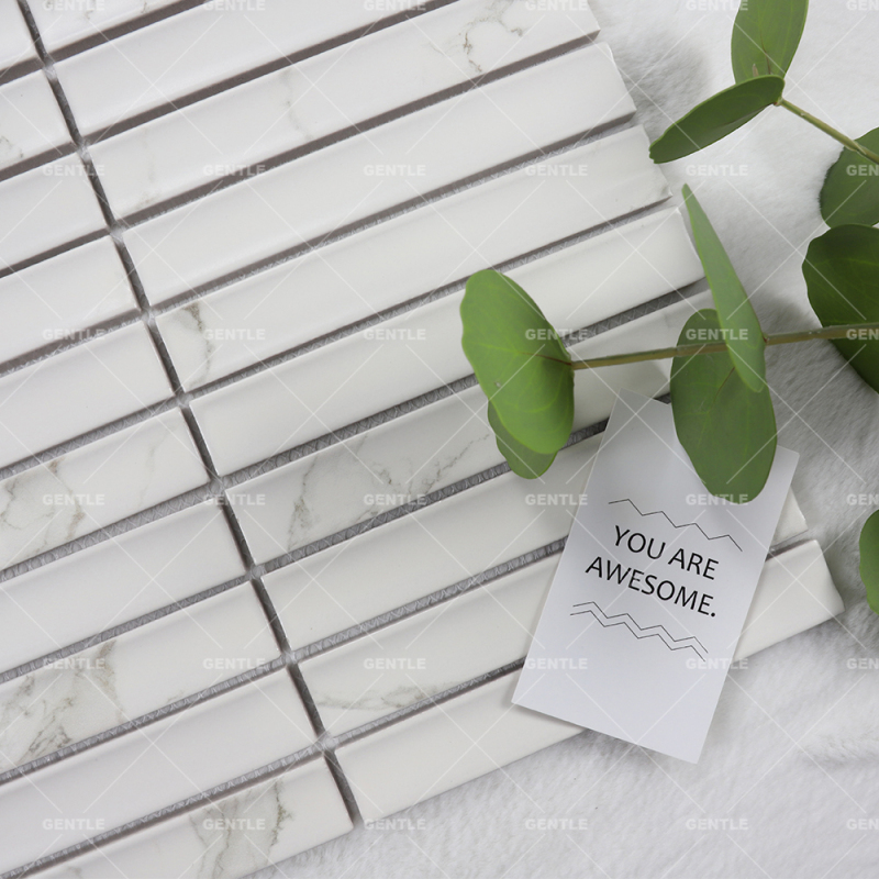Europe Karara White long strip Concave Kit Kat Stack Ceramic Mosaic ...