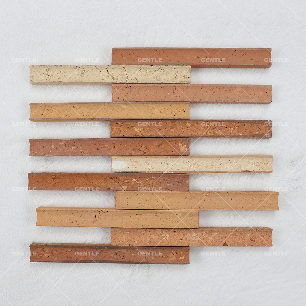 Custom Red Clay Long Strip Shaped Mosaic Tiles
