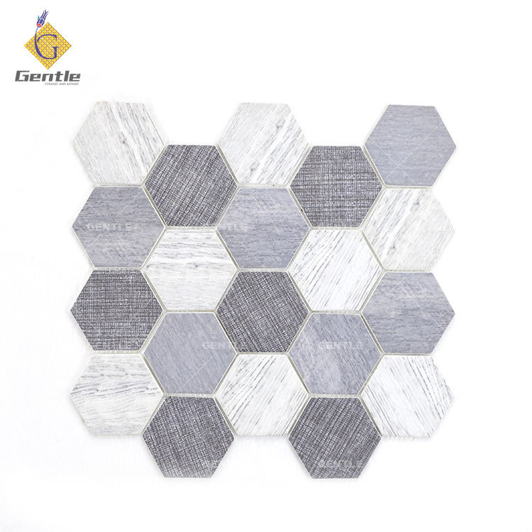 Custom Wood Texture Hexagon Recycled Glass Mosaic Tiles